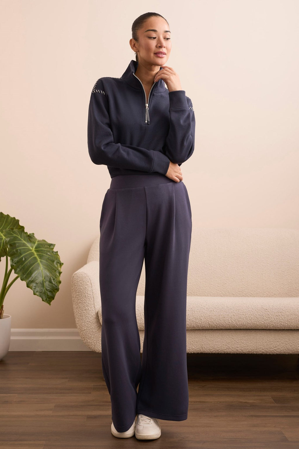 Techno Lux Wide Leg Pull-On Pants-Sapphire – Tribal® Fashion