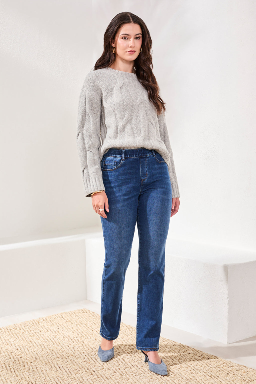 Sophia Curvy Boundless Stretch Pull-On Straight Leg Jeans-Fadedblue ...