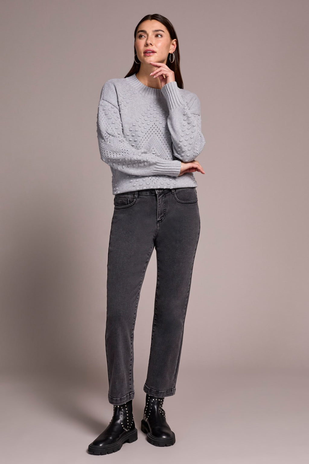 Audrey Boundless Stretch Denim Straight Leg Crop Jeans-Charcoal – Tribal® Fashion