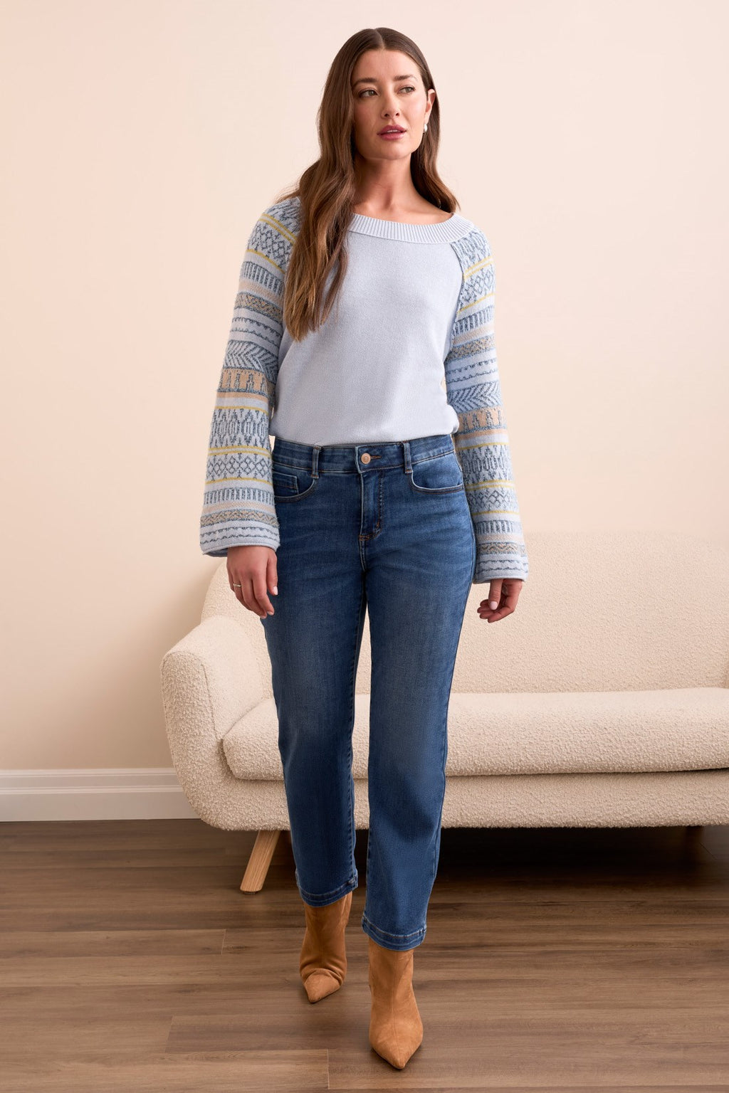 Audrey Boundless Stretch Denim Straight Leg Crop Jeans-Darknight – Tribal® Fashion