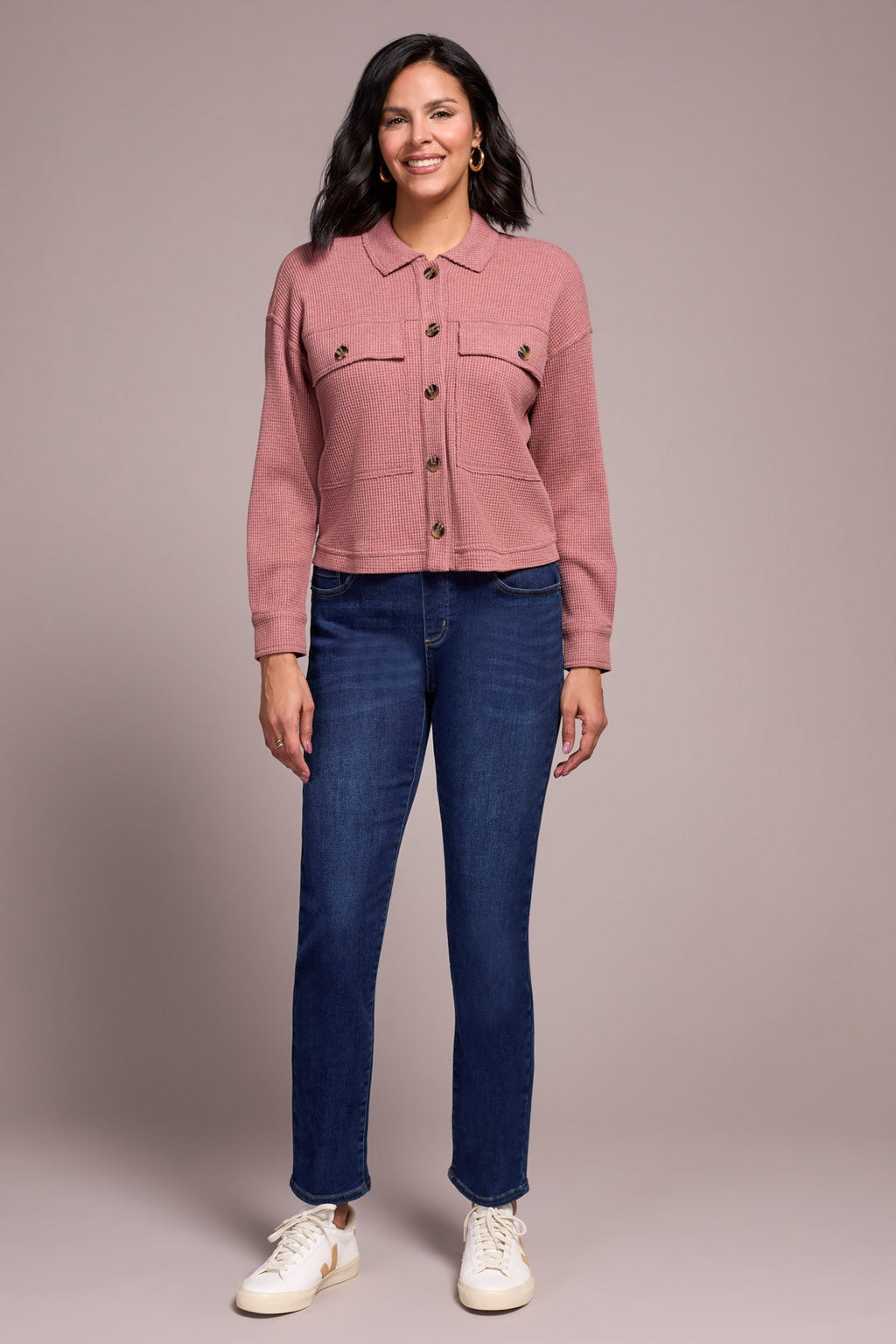 Brushed Waffle Knit Shacket-H dk toffee – Tribal® Fashion