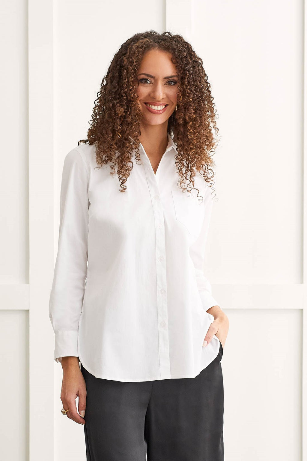 CLASSIC WHITE BUTTON UP SHIRT-White – Tribal® Fashion