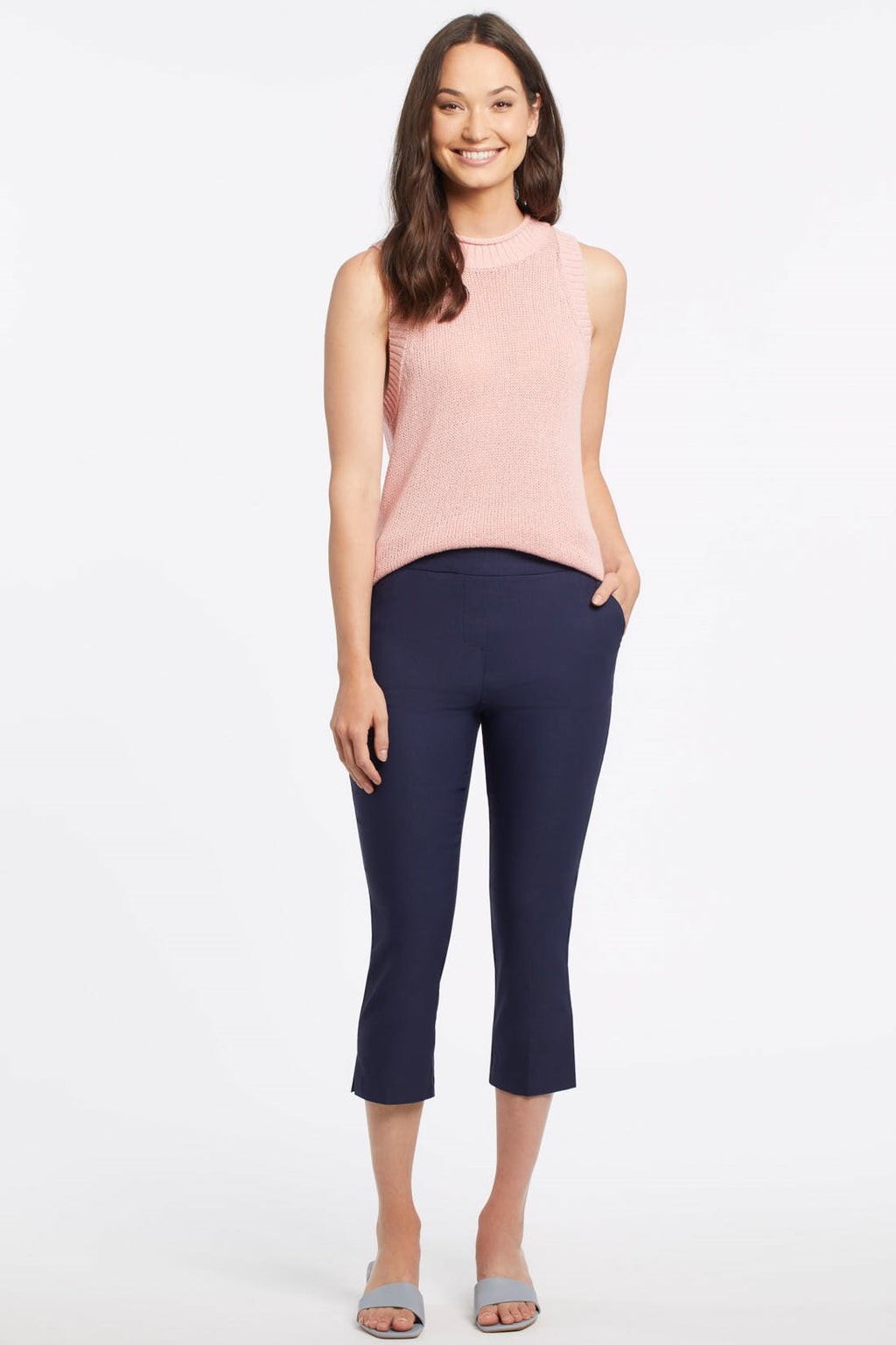 PERFORMANCE STRETCH FLATTEN IT® SLIMMING CAPRIS-Deepblue – Tribal® Fashion